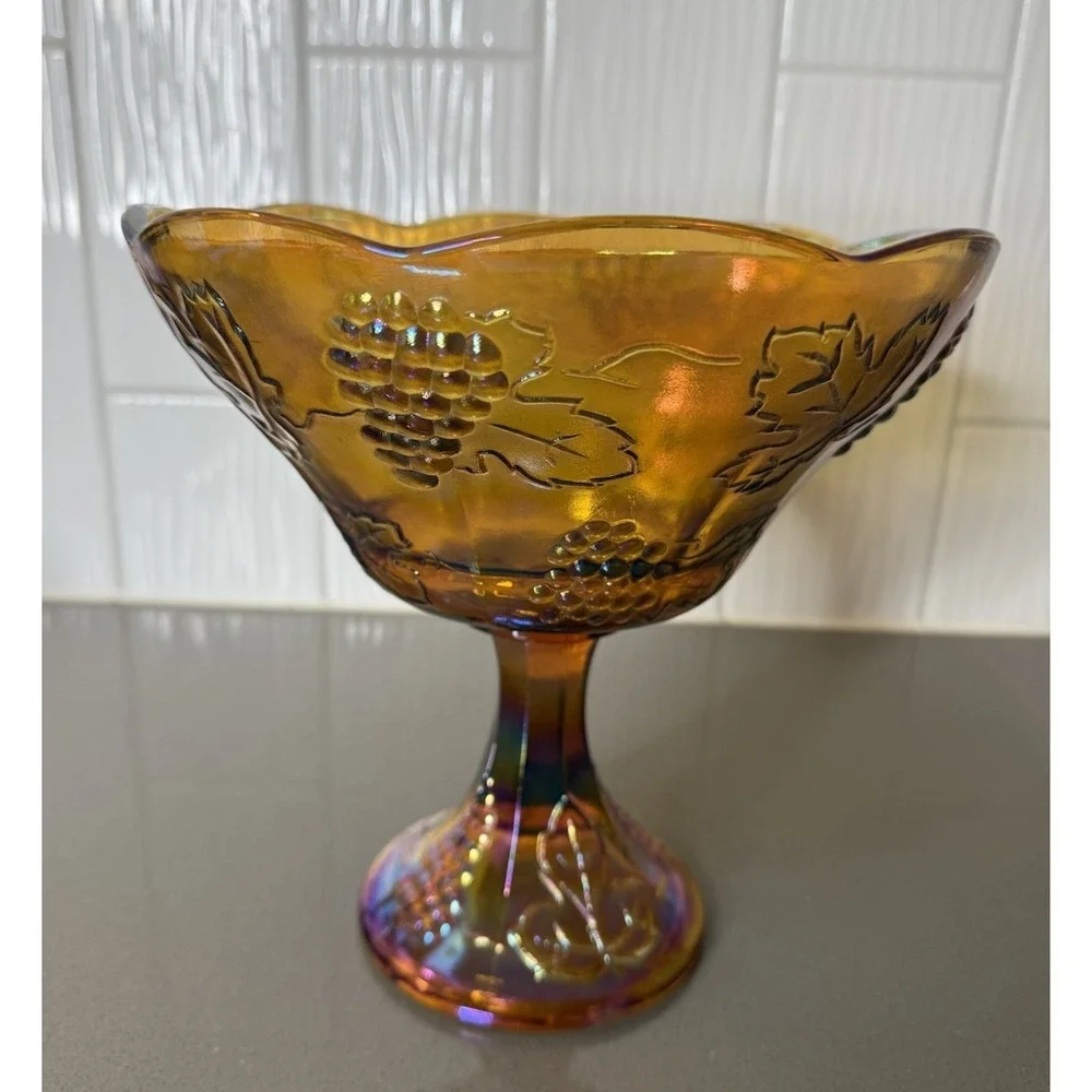 Indiana Glass | Dining | Indiana Marigold Carnival Glass Harvest Grape ...